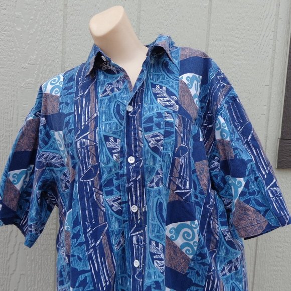 Sears | Shirts | Vintage Hawaiian Sears Mens Store Blue Multi Color ...